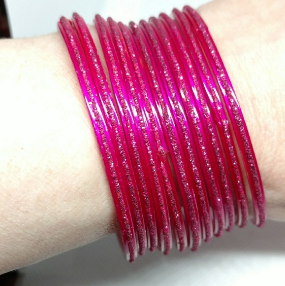 Vintage | Jewelry | 98s Vintage Purplepink Sparkly Bangles 10 | Poshmark